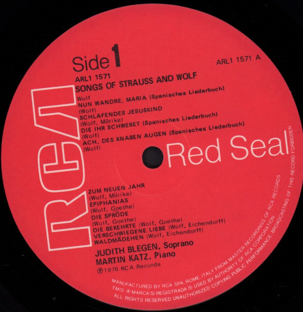 Judith Blegen - Songs Of Strauss And Wolf - Lp – Vinyl Tap