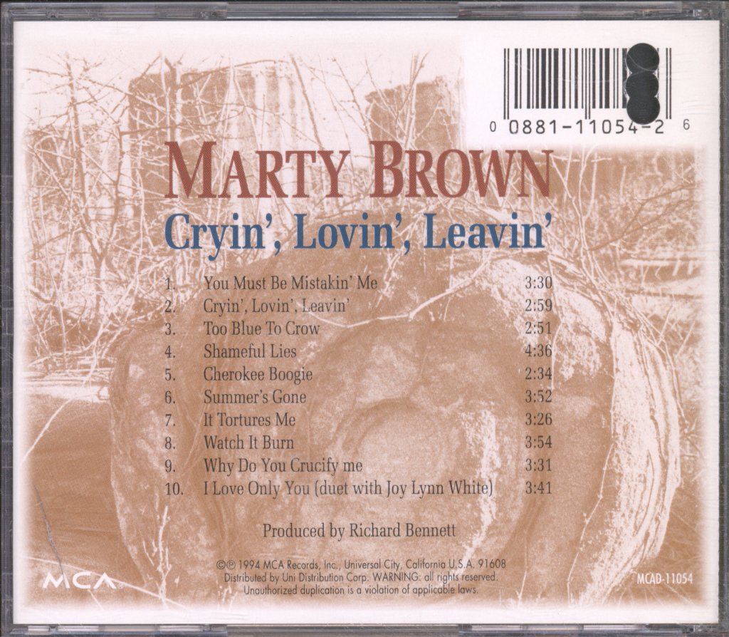 Marty Brown - Cryin', Lovin', Leavin' - Cd – Vinyl Tap