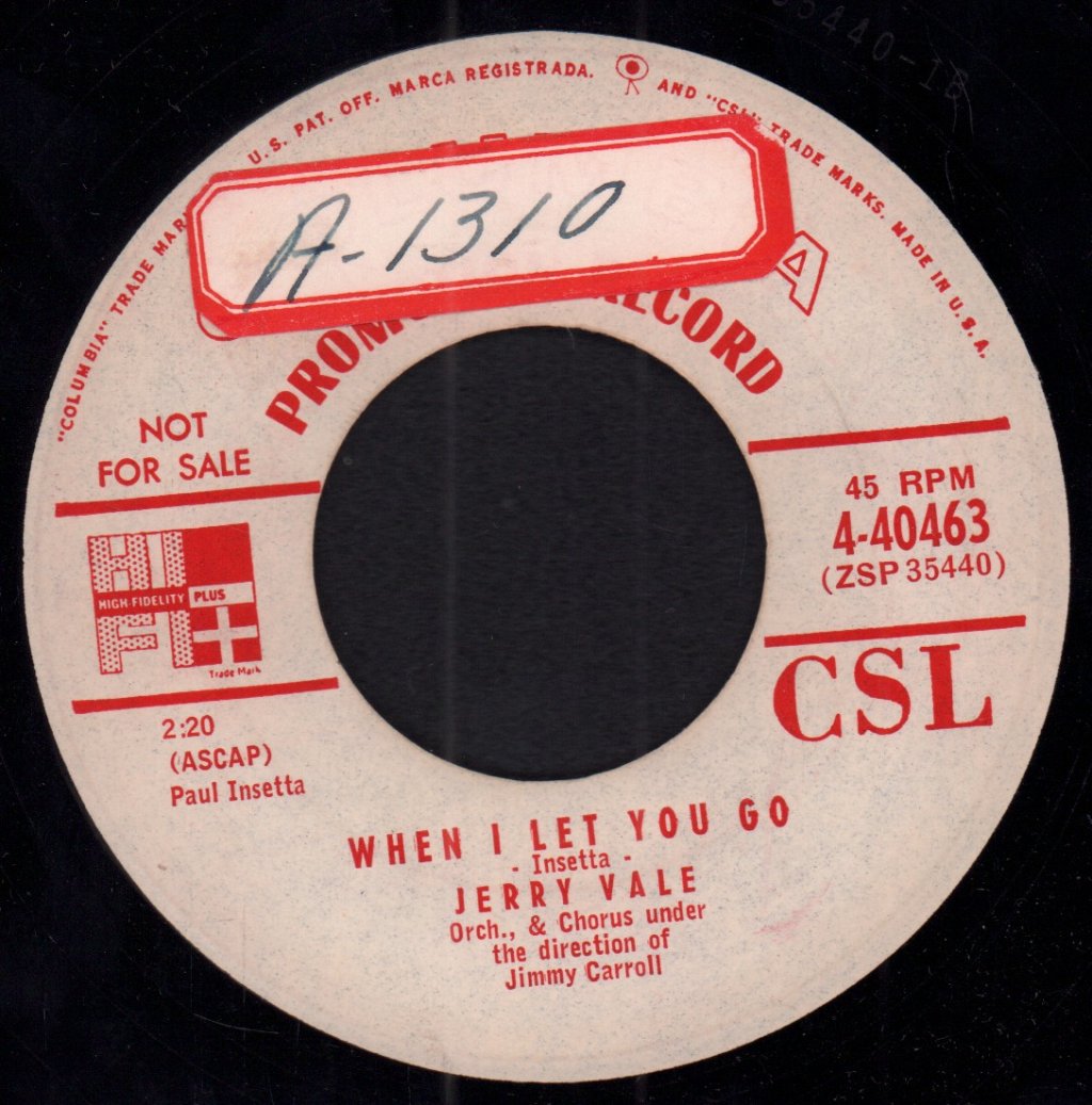Jerry Vale - When I Let You Go - 7 Inch – Vinyl Tap