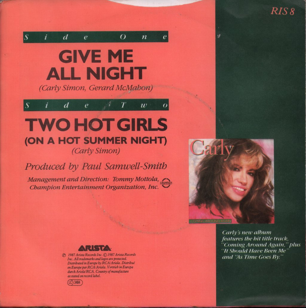 Carly Simon - Give Me All Night - 7 Inch – Vinyl Tap