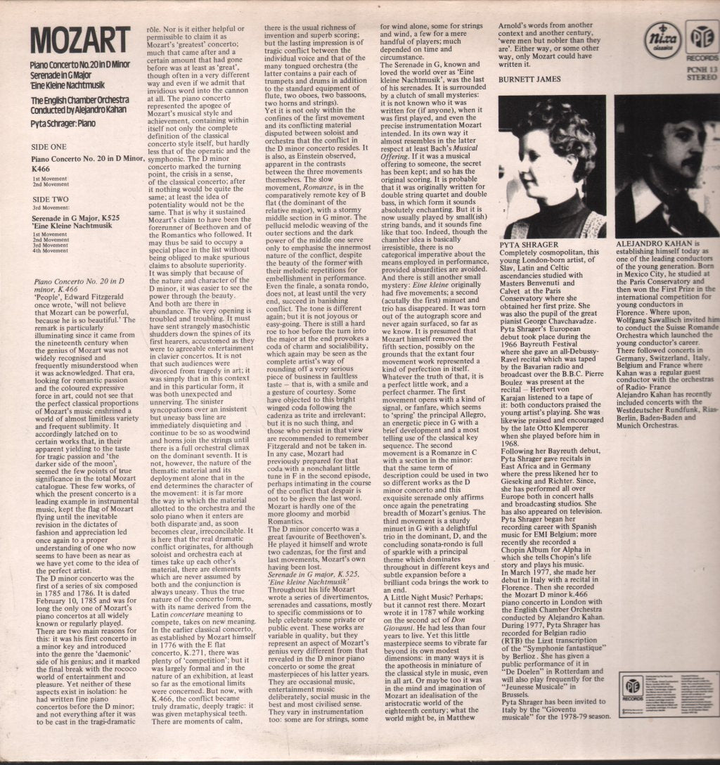 Pyta Schrager - Mozart Concerto No 20 In D Minor Serenade In G Major ...