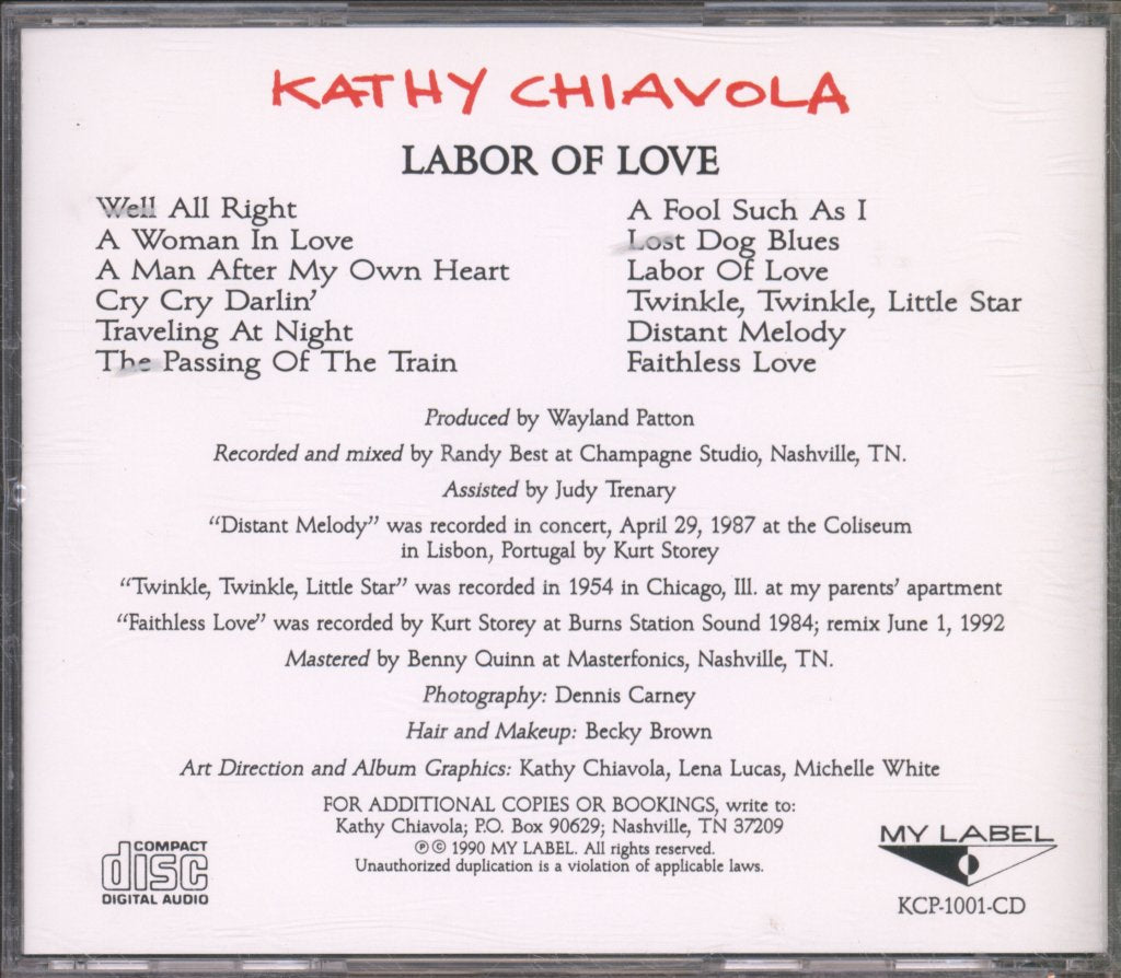 Kathy Chiavola - Labor of Love - Cd – Vinyl Tap