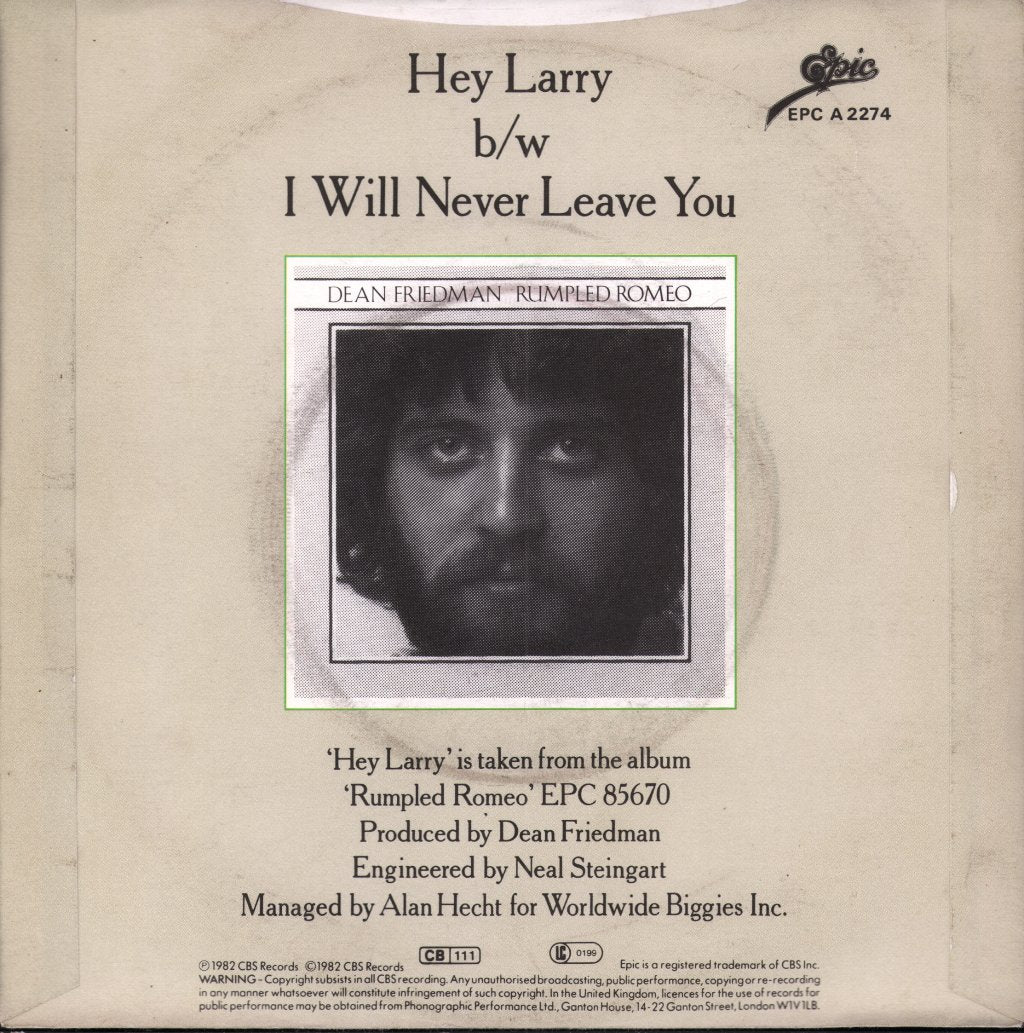 Dean Friedman - Hey Larry - 7 Inch – Vinyl Tap