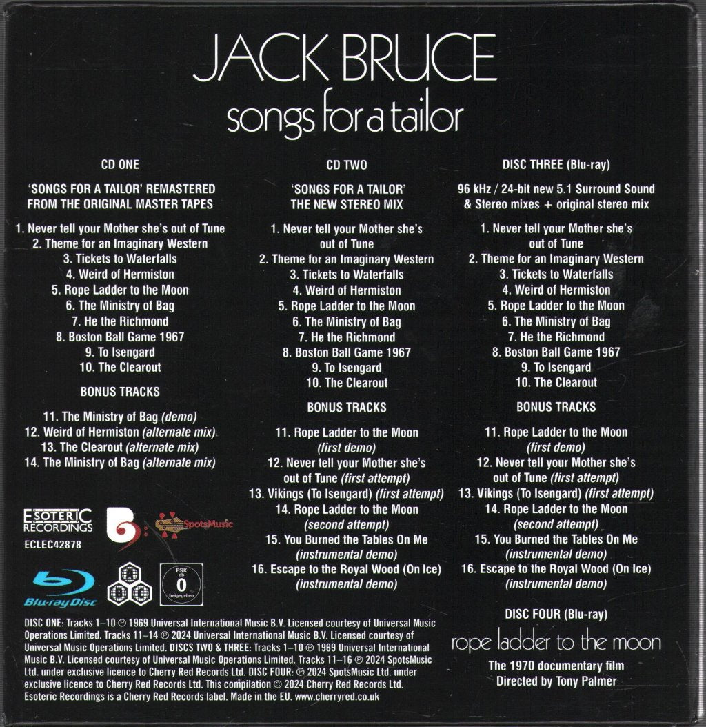 Jack Bruce - Songs For A Tailor - Cd Set – Vinyl Tap