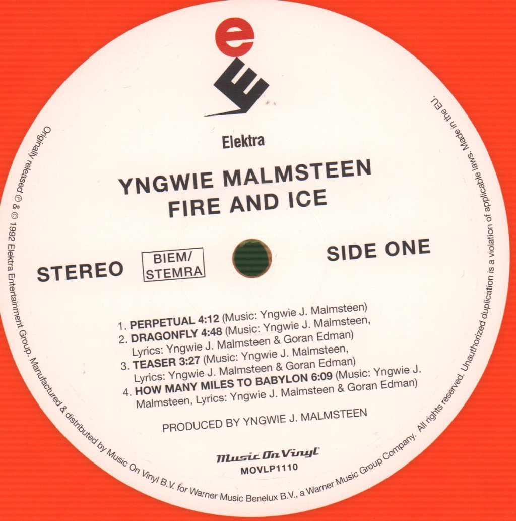 Yngwie Malmsteen - Fire And Ice - Double Lp – Vinyl Tap