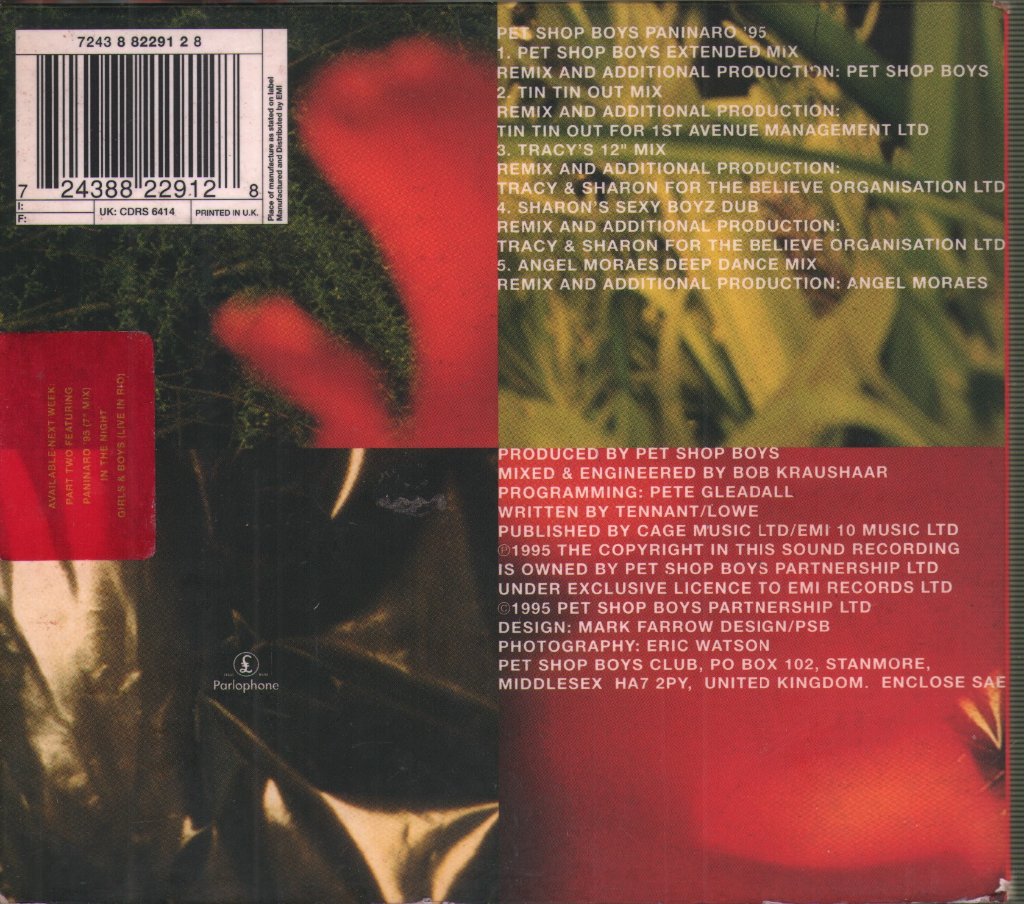 Pet Shop Boys - Paninaro '95 - Cd – Vinyl Tap