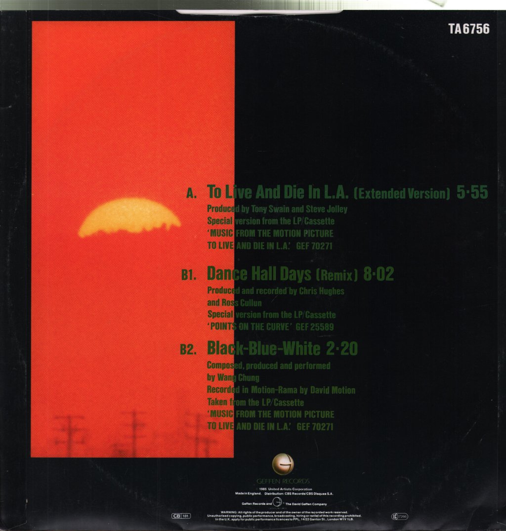 Wang Chung - To Live And Die In L.A. - 12 Inch – Vinyl Tap