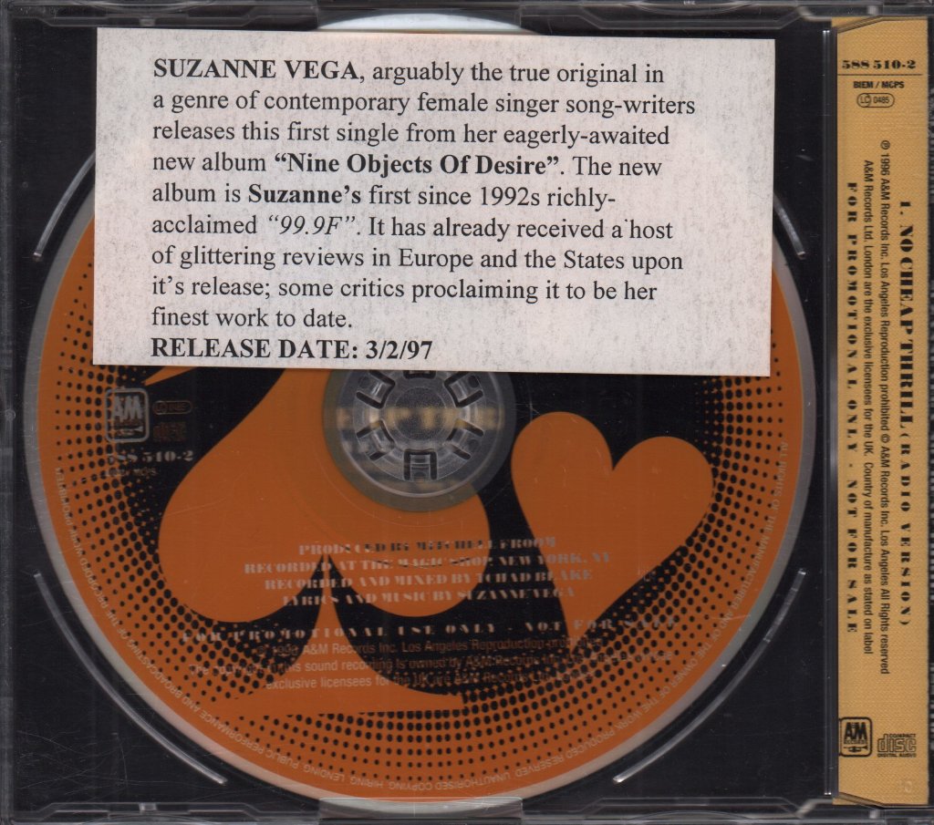 Suzanne Vega - No Cheap Thrill - Cd – Vinyl Tap