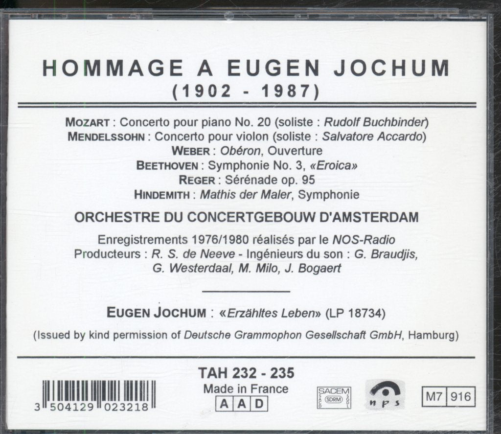 Concertgebouw Orchestra of Amsterdam, Eugen Jochum - Tribute To Eugen ...