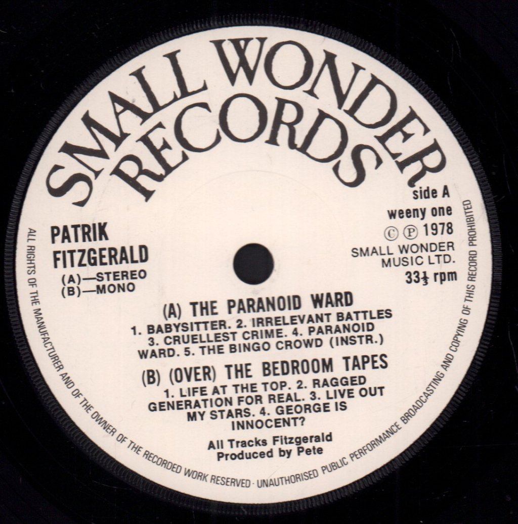 Patrik Fitzgerald - Paranoid Ward - 7 Inch – Vinyl Tap