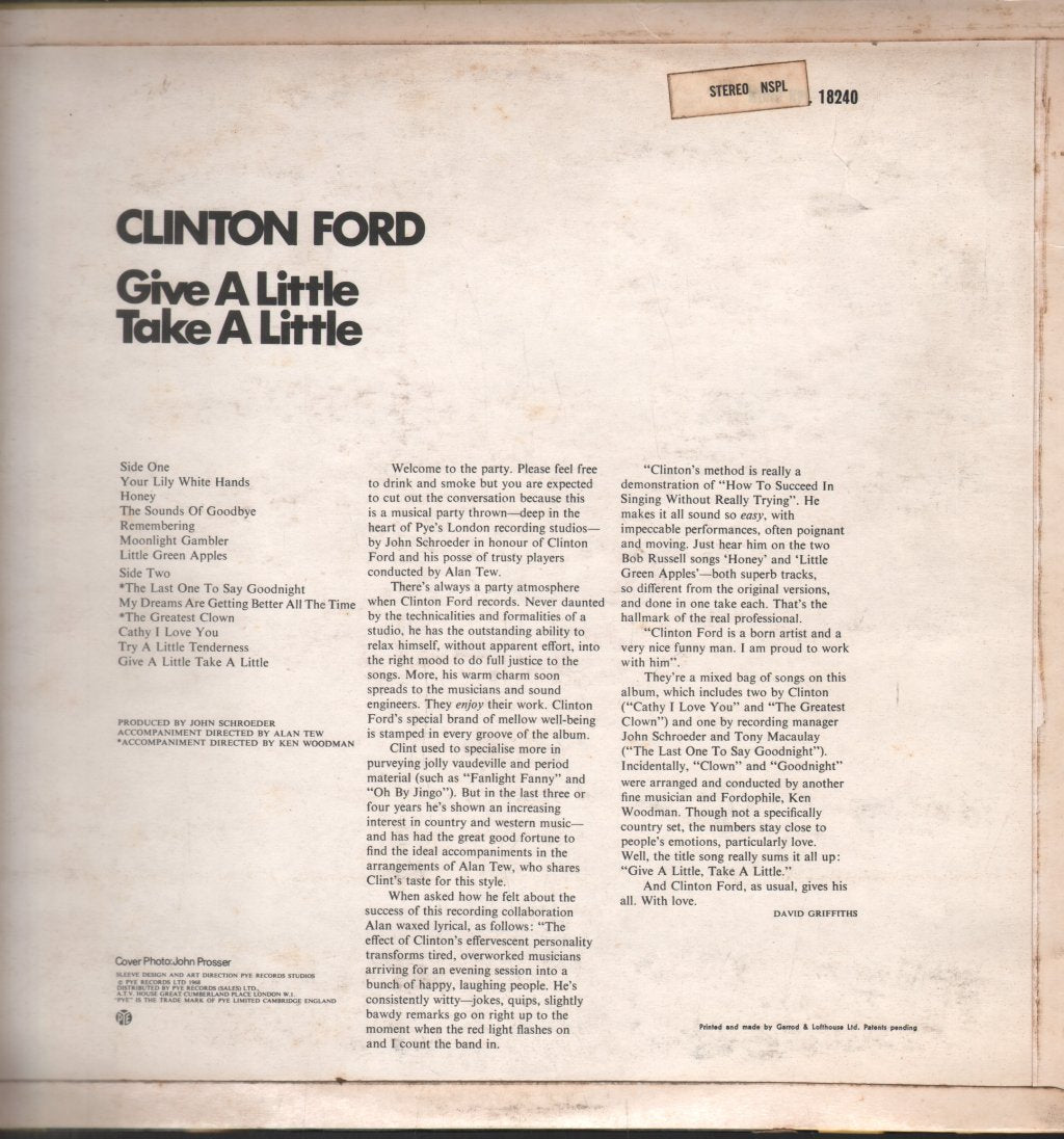 Clinton Ford - Give A Little, Take A Little - Lp – Vinyl Tap