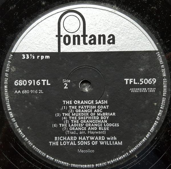 Richard Hayward With The Loyal Sons Of William - Orange Sash - Lp ...