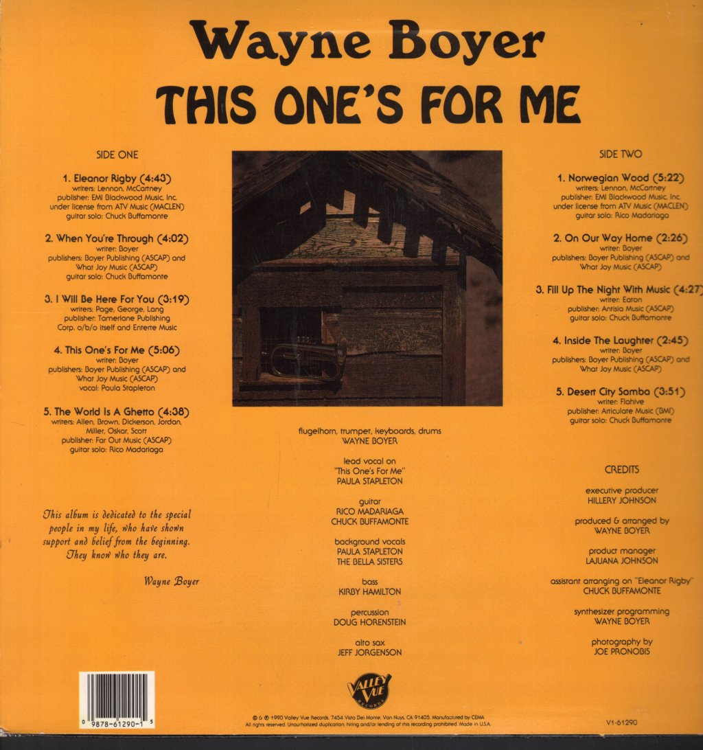 Wayne Boyer - This One's For Me - Lp – Vinyl Tap
