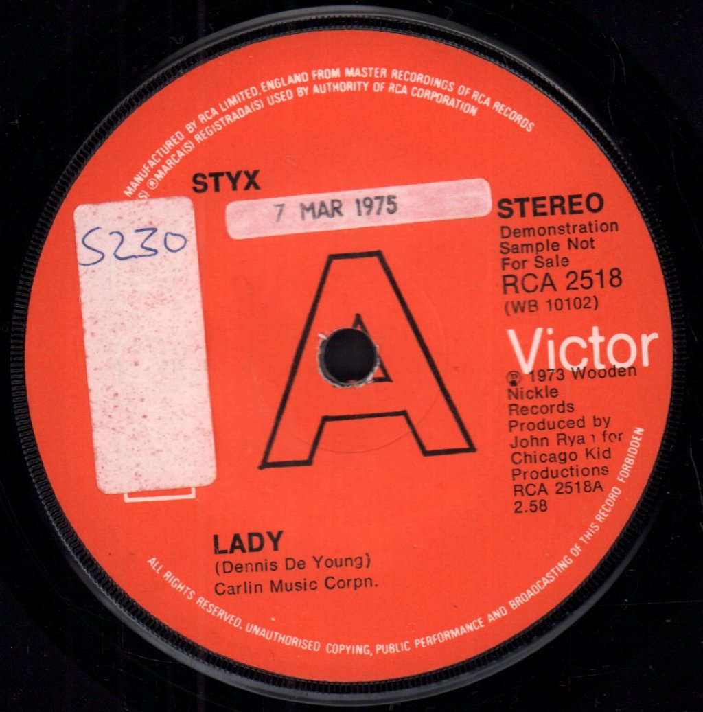 Styx - Lady - 7 Inch – Vinyl Tap
