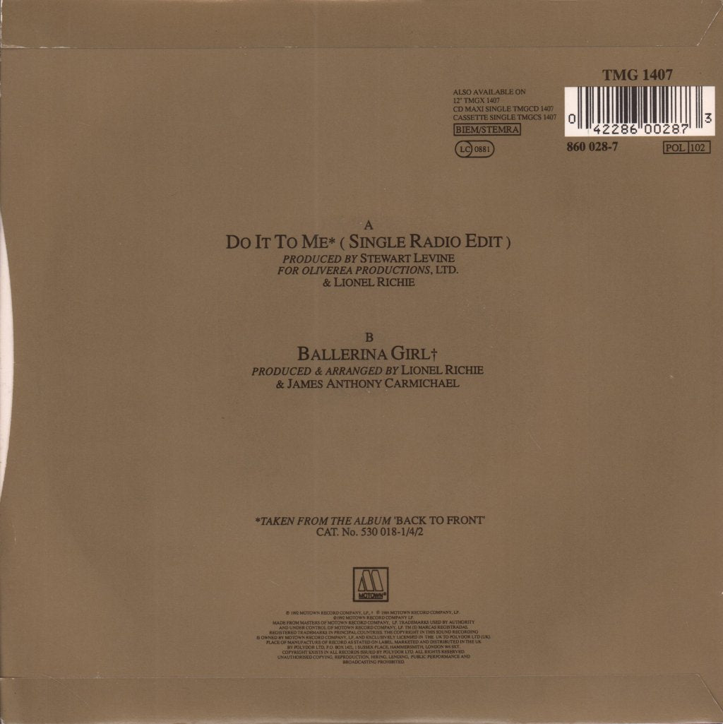 Lionel Richie - Do It To Me - 7 Inch – Vinyl Tap