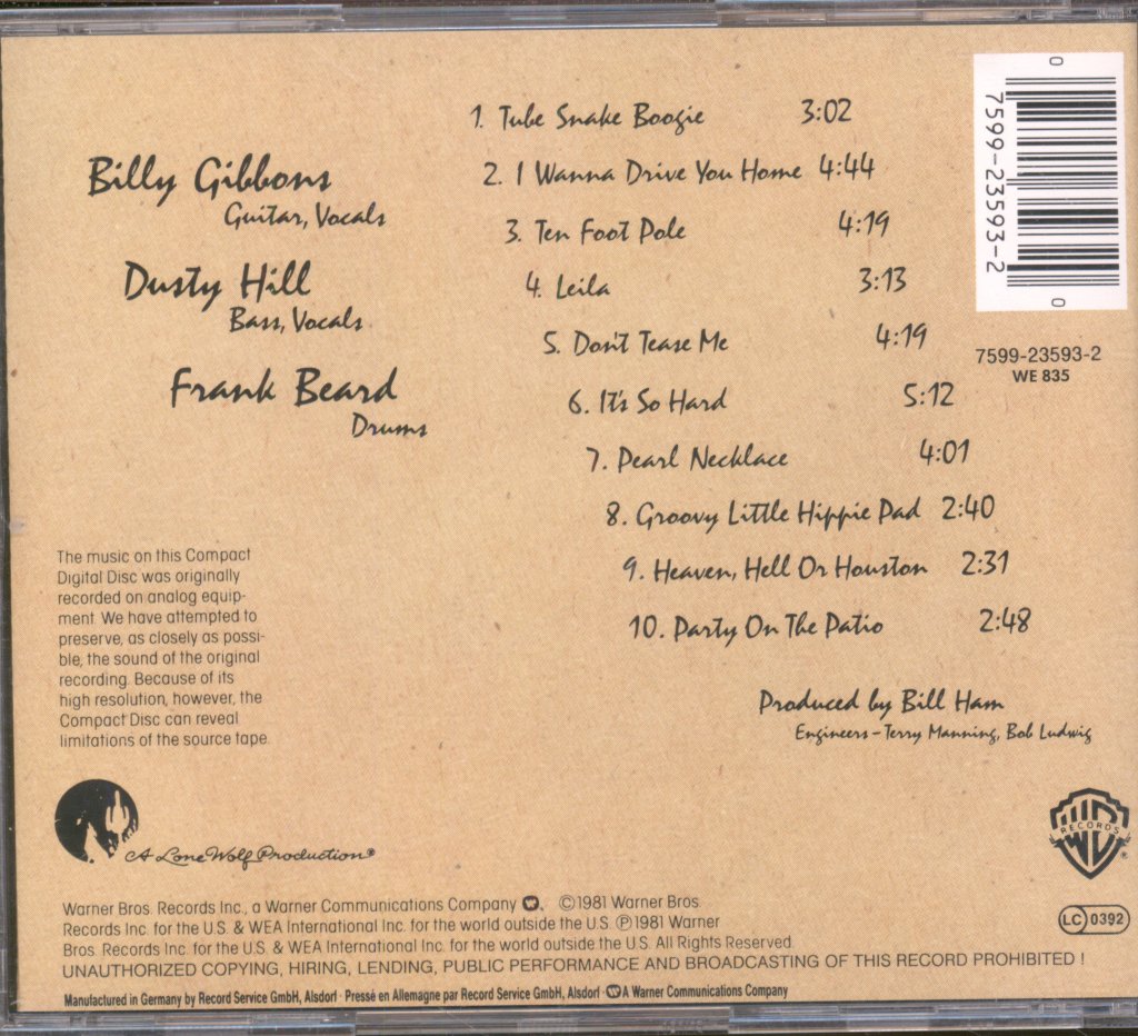 ZZ Top - El Loco - Cd – Vinyl Tap