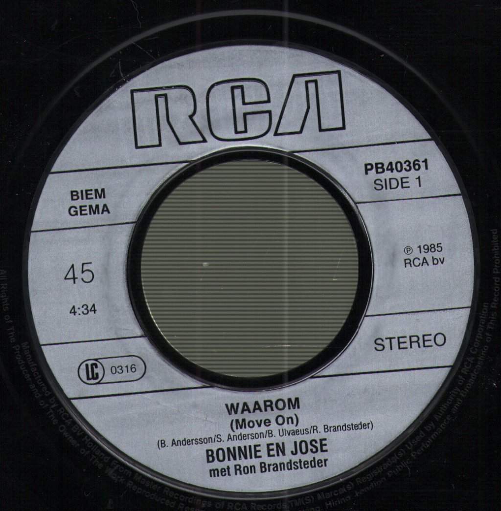 Bonnie and Jose Met Ron Brandsteder - Waarom - 7 Inch – Vinyl Tap
