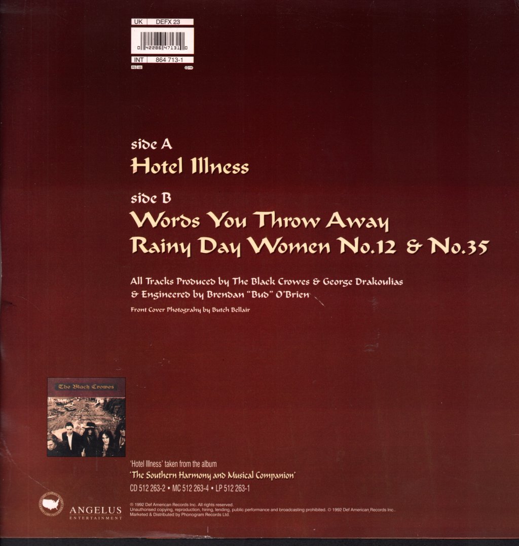 Black Crowes - Hotel Illness - 12 Inch – Vinyl Tap