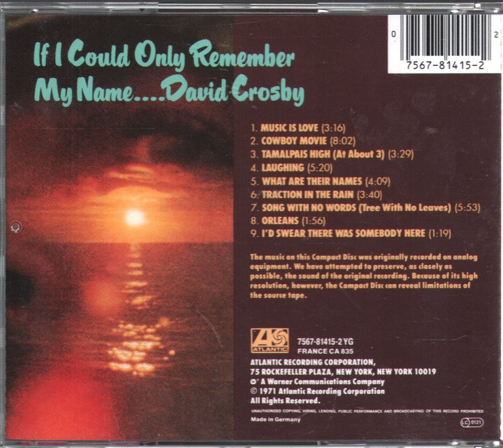 David Crosby - If I Could Only Remember My Name.... - Cd – Vinyl Tap
