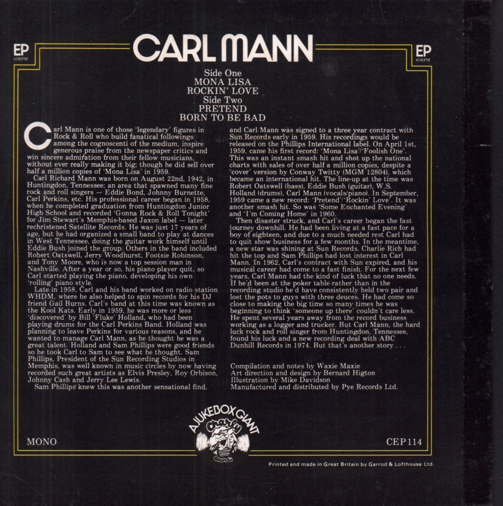 Carl Mann - Carl Mann - 7 Inch – Vinyl Tap