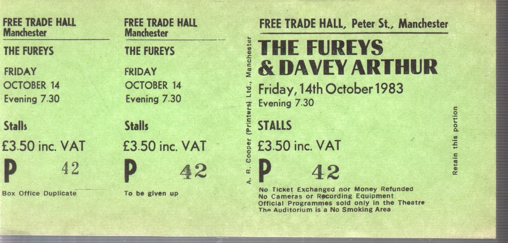 Fureys And Davey Arthur - Free Trade Hall Manchester 14Th Oct 1983 - T ...