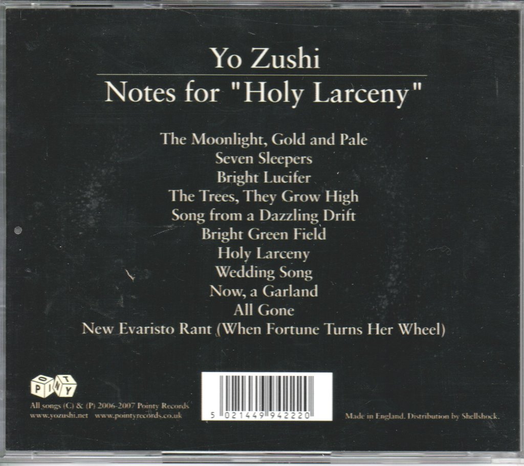 Yo Zushi - Notes For Holy Larceny - Cd – Vinyl Tap