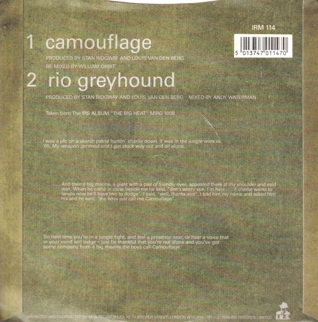 Stan Ridgway - Camouflage - 7 Inch – Vinyl Tap