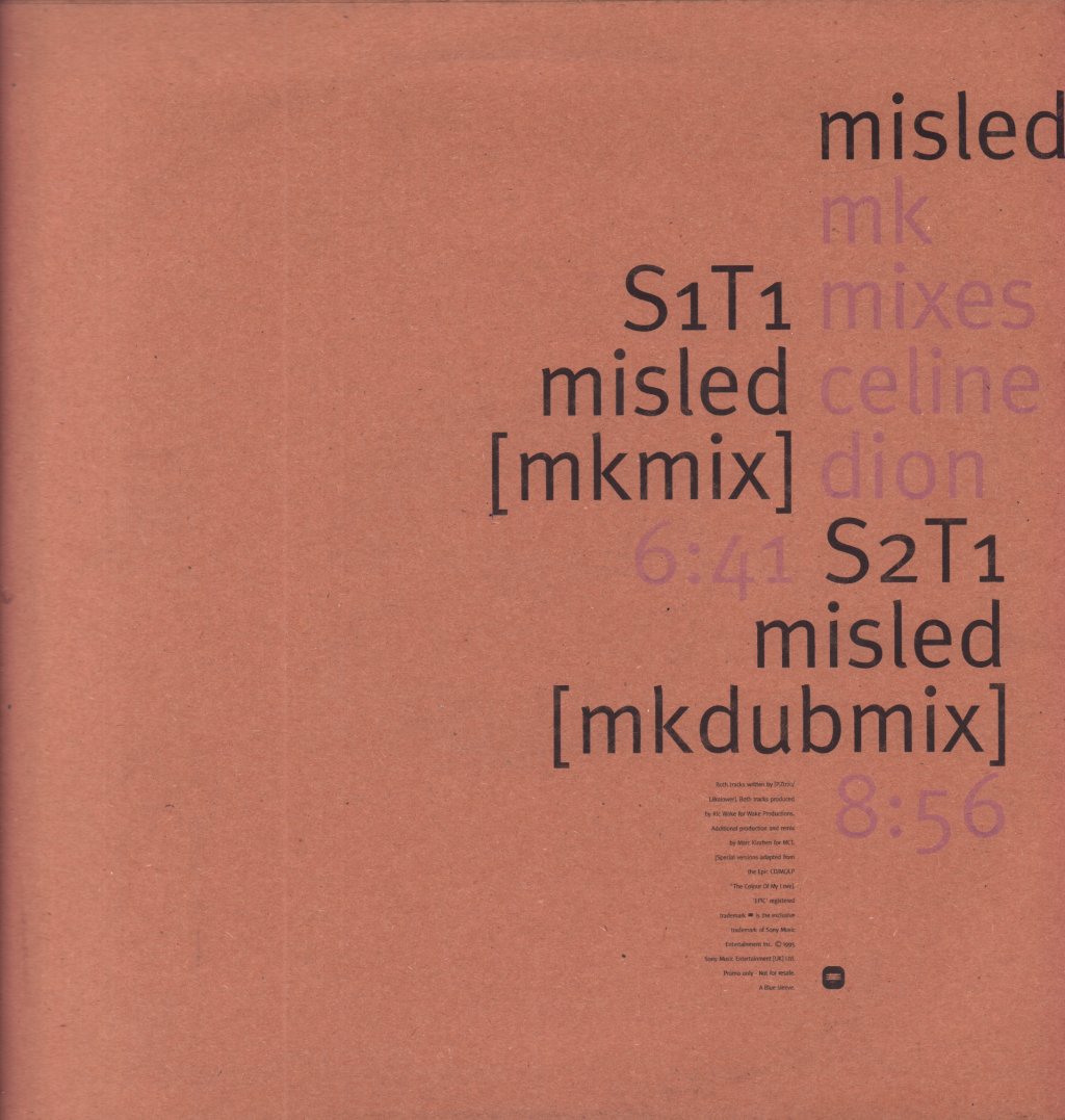 Céline Dion - Misled MK Mixes - 12 Inch – Vinyl Tap