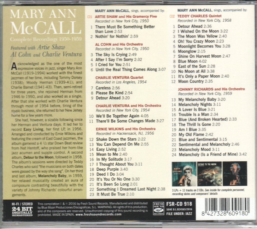 Mary Ann Mccall - Complete Recordings 1950-1959 - Double Cd – Vinyl Tap