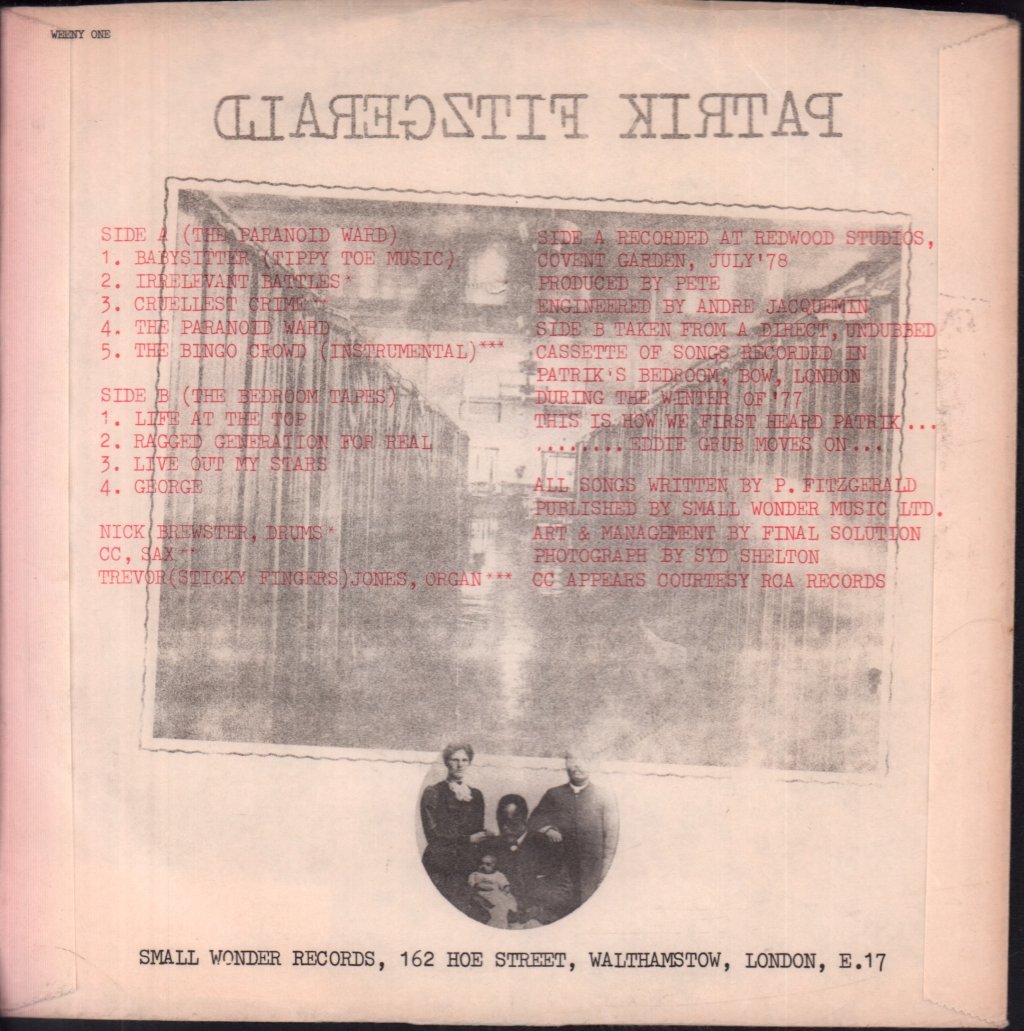 Patrik Fitzgerald - Paranoid Ward - 7 Inch – Vinyl Tap