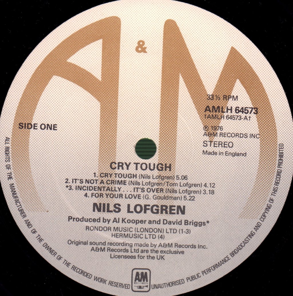 Nils Lofgren - Cry Tough - Lp – Vinyl Tap