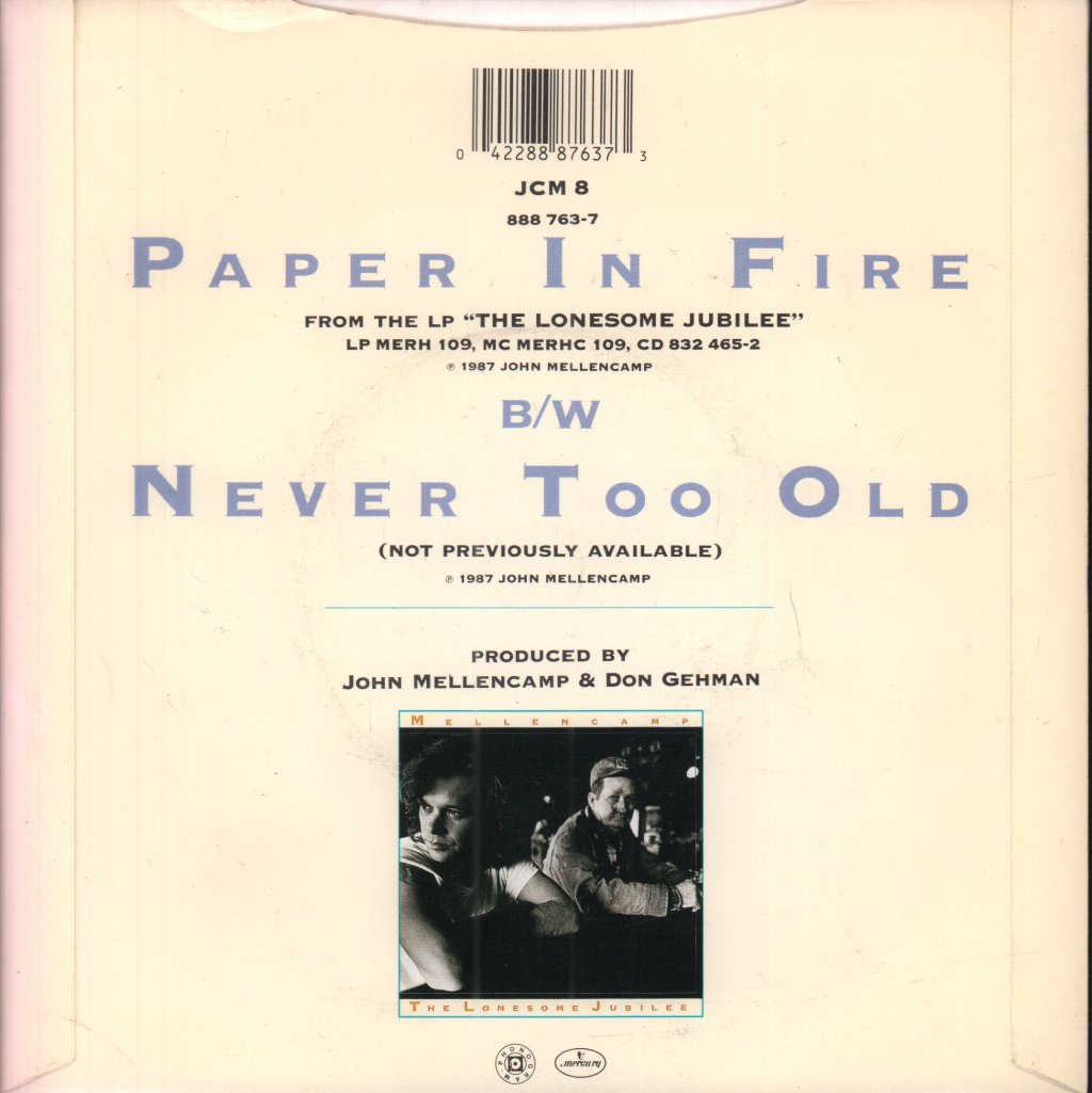 John Cougar Mellencamp - Paper In Fire - 7 Inch – Vinyl Tap