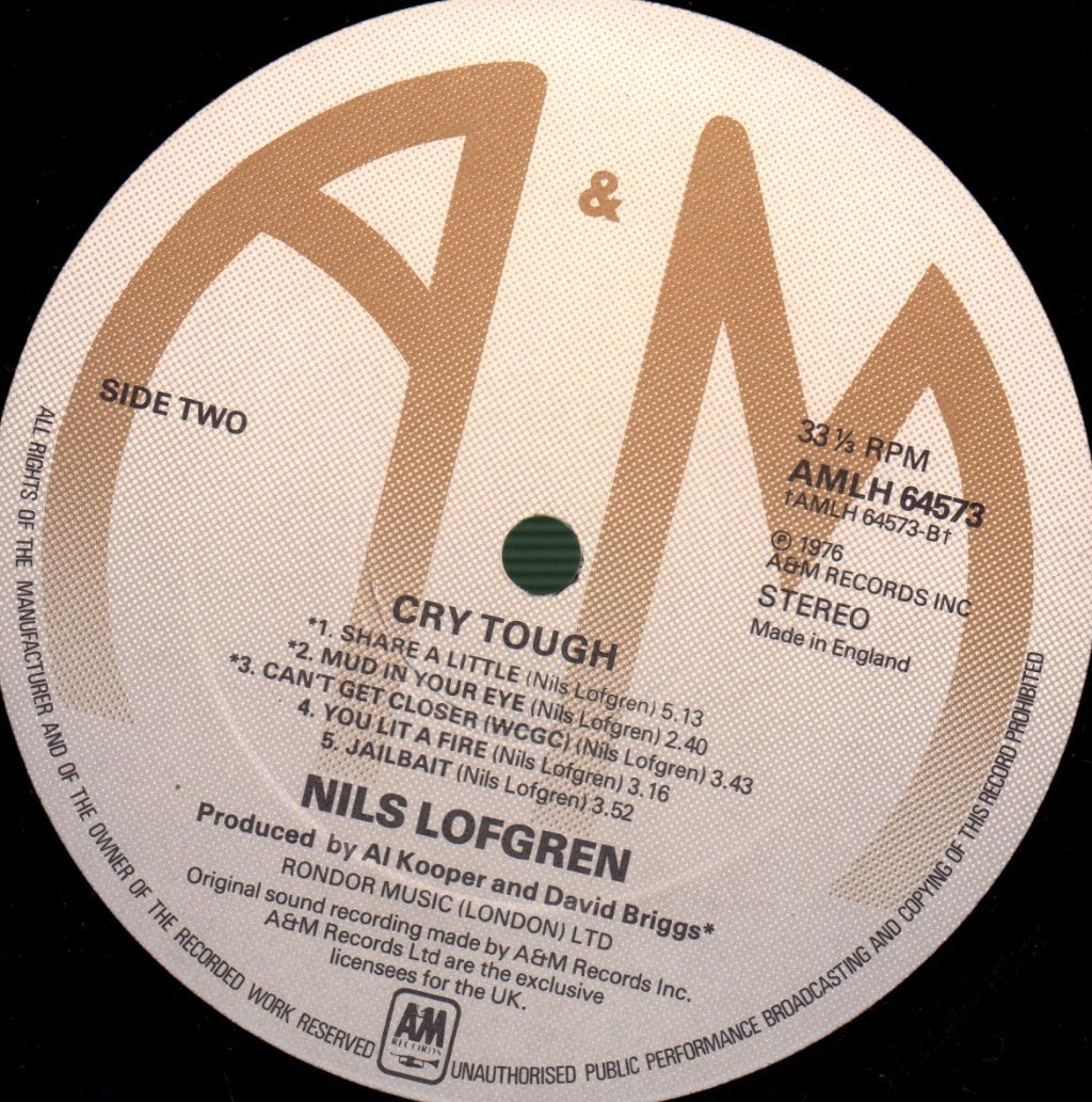 Nils Lofgren - Cry Tough - Lp – Vinyl Tap