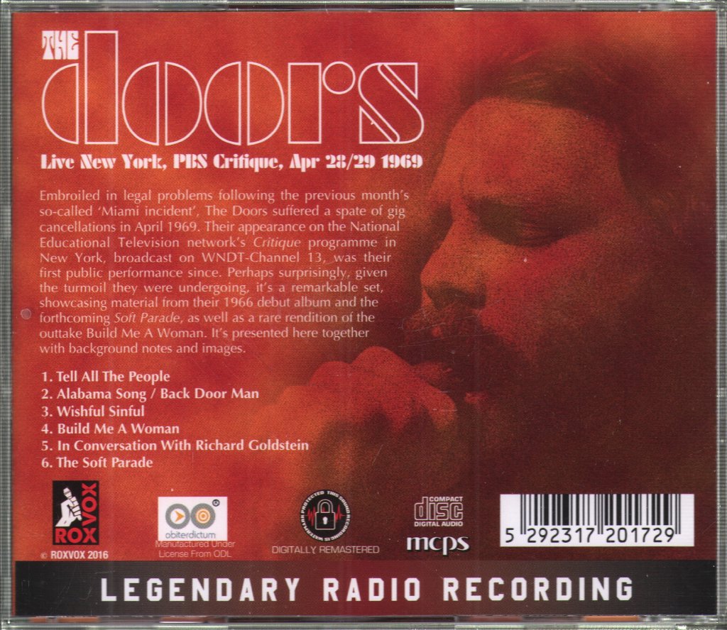 Doors - Live New York, PBS Critique, Apr 28/29 1969 - Cd – Vinyl Tap