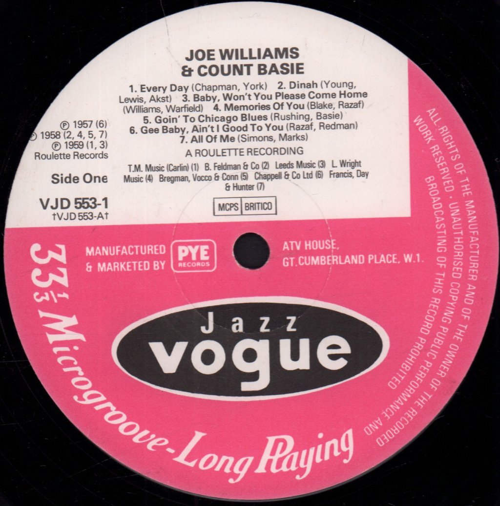 Joe Williams/Count Basie - Joe Williams/Count Basie - Double Lp – Vinyl Tap