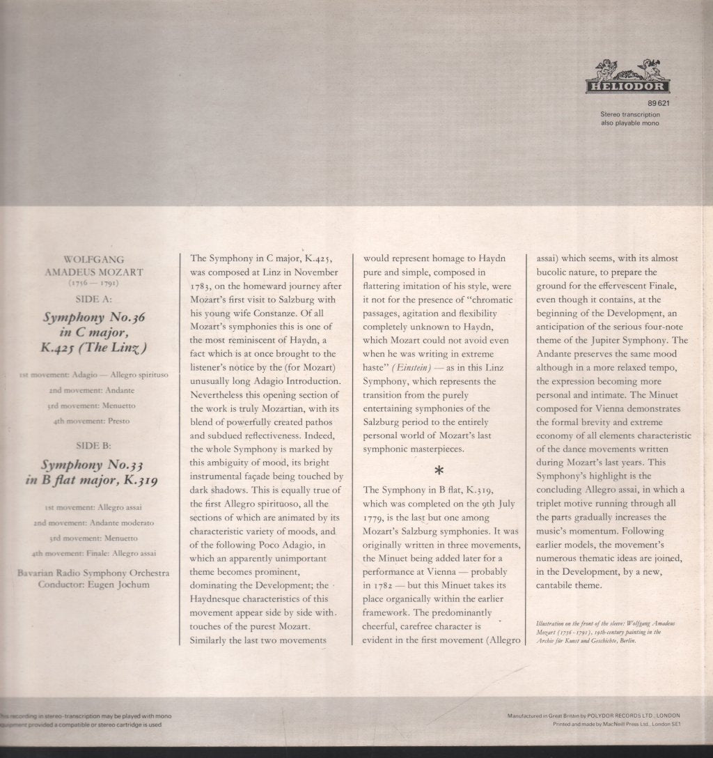 Eugen Jochum / Bavarian Radio Symphony Orchestra - Wolfgang Amadeus Mo – Vinyl Tap