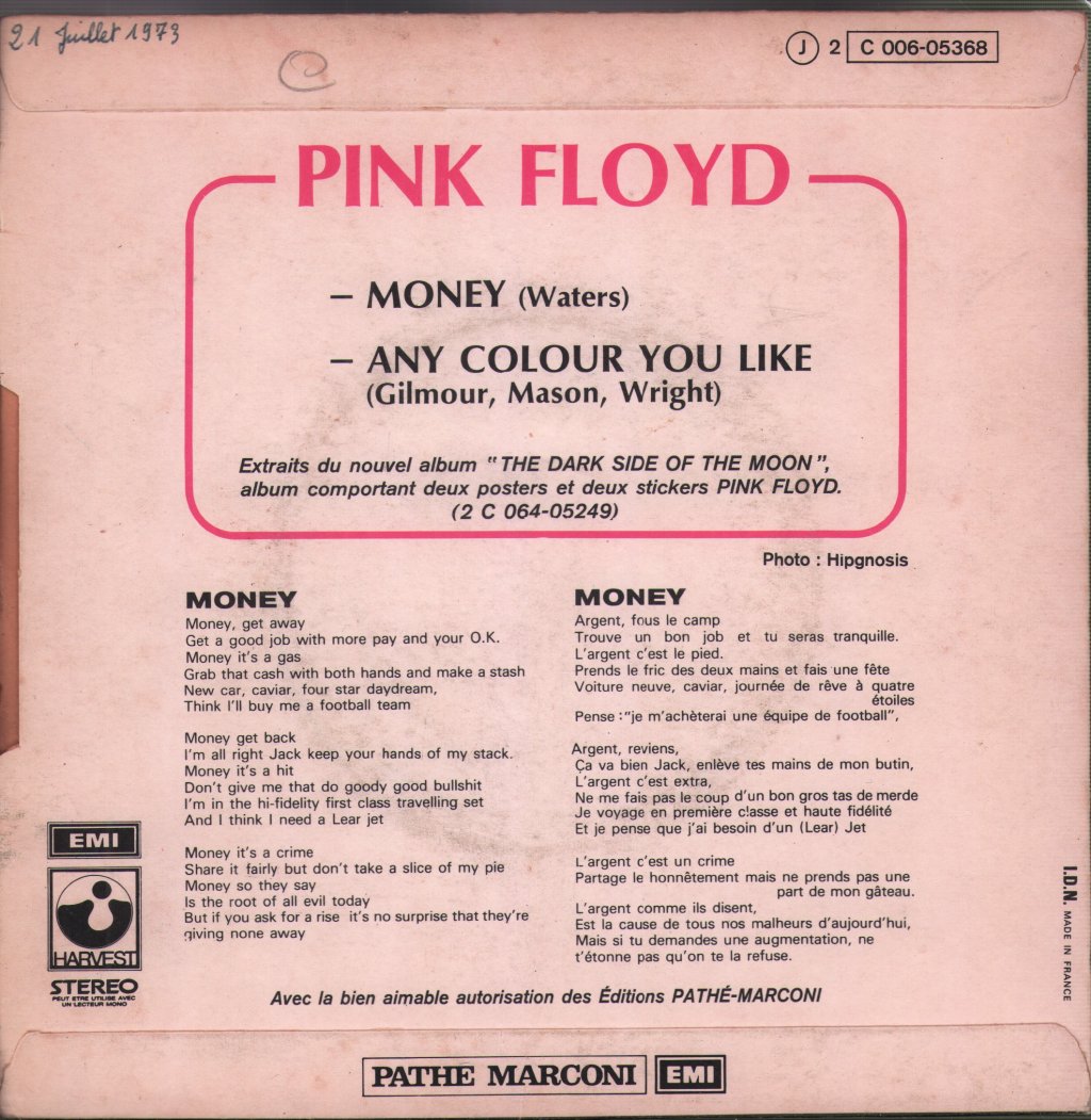 Pink Floyd - Money - 7 Inch – Vinyl Tap