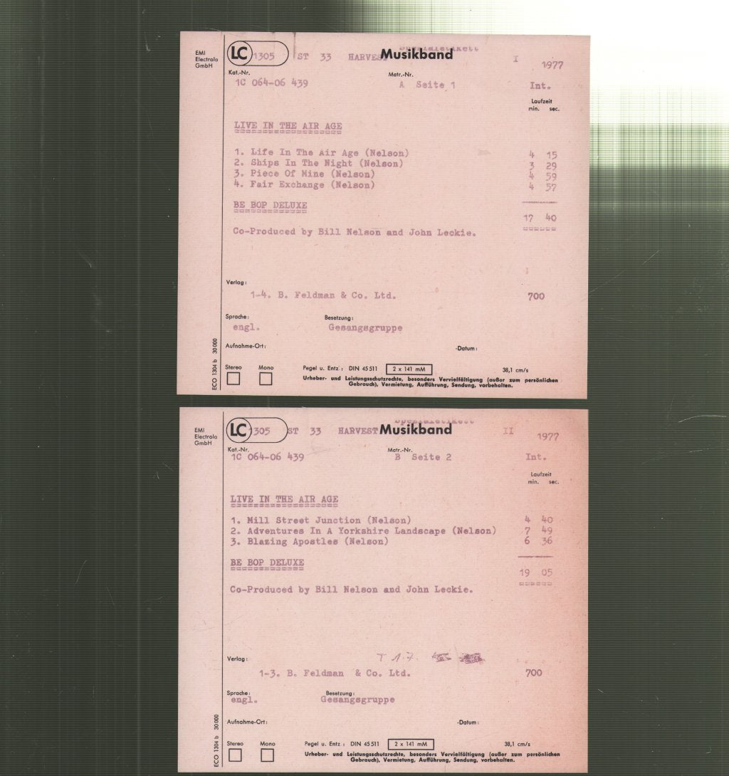 Be Bop Deluxe - Live! In The Air Age - Lp – Vinyl Tap