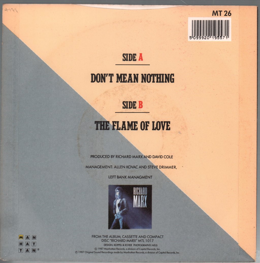 Richard Marx - Don't Mean Nothing - 7 Inch – Vinyl Tap