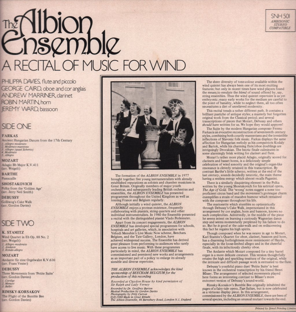 Albion Ensemble - A Recital Of Music For Wind - Lp – Vinyl Tap