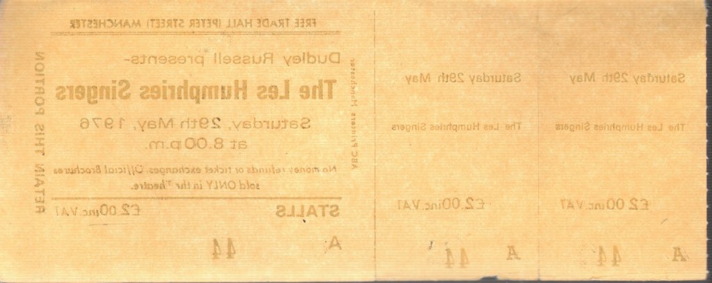 Les Humphries Singers - Free Trade Hall Manchester 29Th May 1976 - Tic – Vinyl Tap