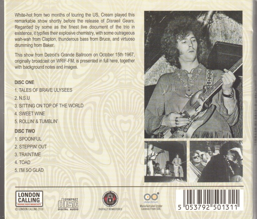 Cream - Live In Detroit '67 - Double Cd – Vinyl Tap