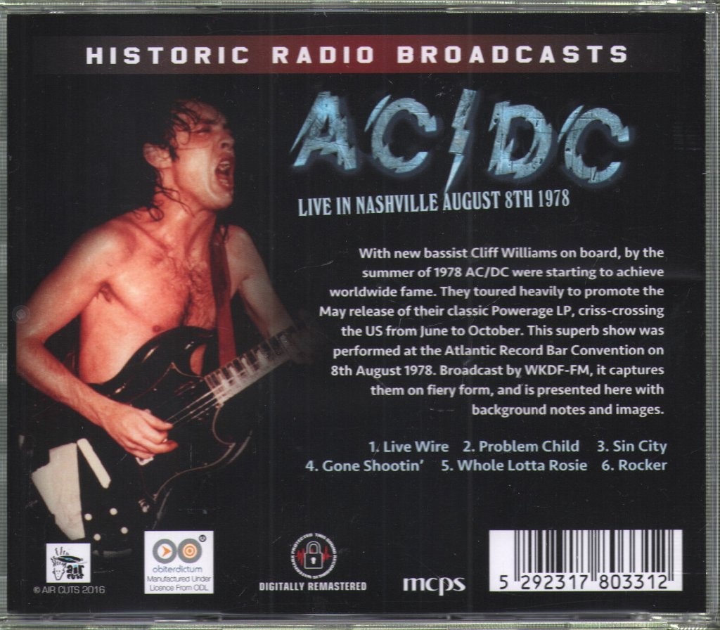AC/DC - Live In Nashville, August 8th 1978 - Cd – Vinyl Tap