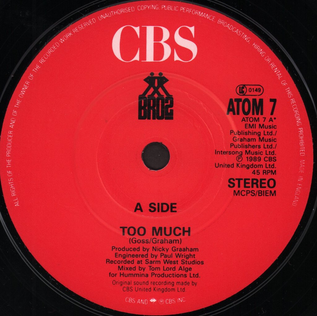 Bros - Too Much - 7 Inch – Vinyl Tap