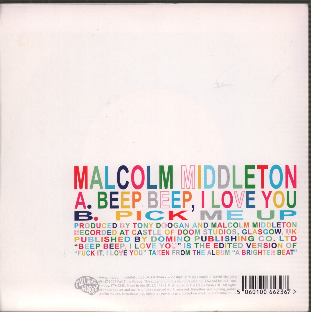 Malcolm Middleton - Beep Beep, I Love You - 7 Inch – Vinyl Tap