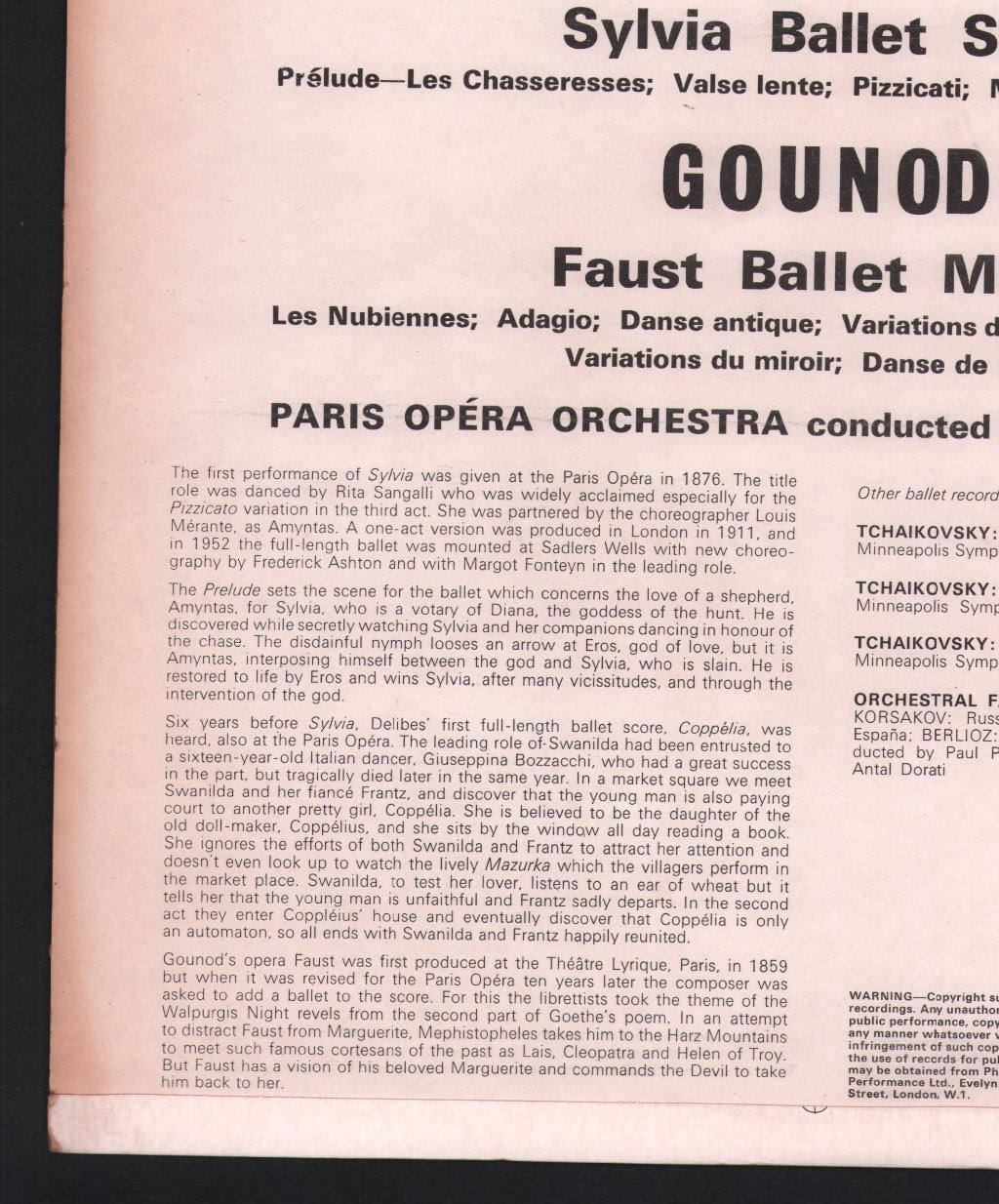 Paris Opera Orchestra / Roberto Benzi - Delibes - Coppélia Ballet / Sy ...