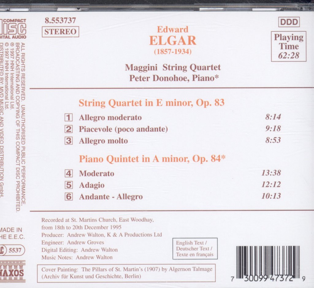 Maggini Quartet, Peter Donohoe - Elgar - String Quartet In E Minor / P ...