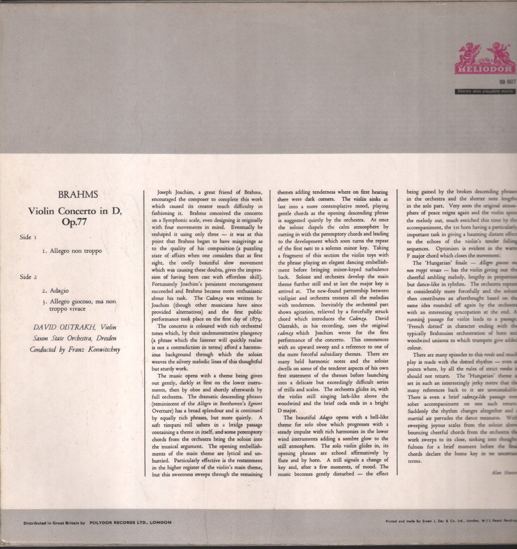 David Oistrakh / Franz Konwitschny / Saxon State Orchestra - Brahms ...