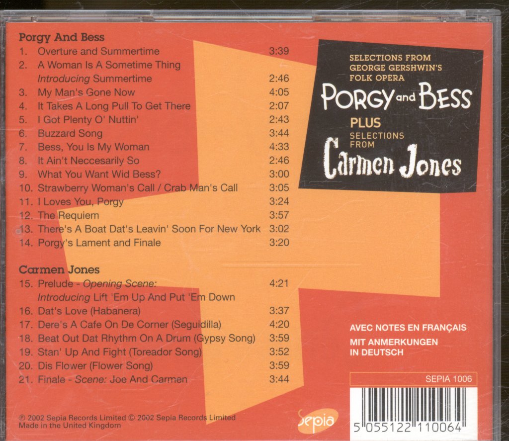 Various Artists - Porgy And Bess Plus Carmen Jones - Cd – Vinyl Tap