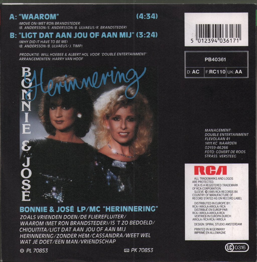Bonnie and Jose Met Ron Brandsteder - Waarom - 7 Inch – Vinyl Tap